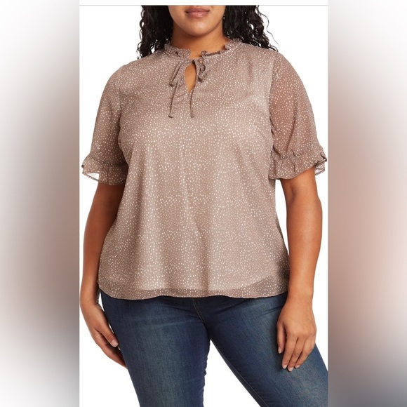 CeCe | Tops | Nwt Cece Tie Ruffle Short Sleeve Blouse | Poshmark